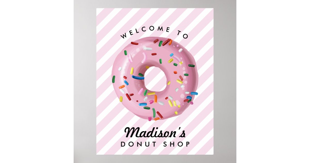 Pink Sprinkle Donut Birthday Welcome Sign | Zazzle