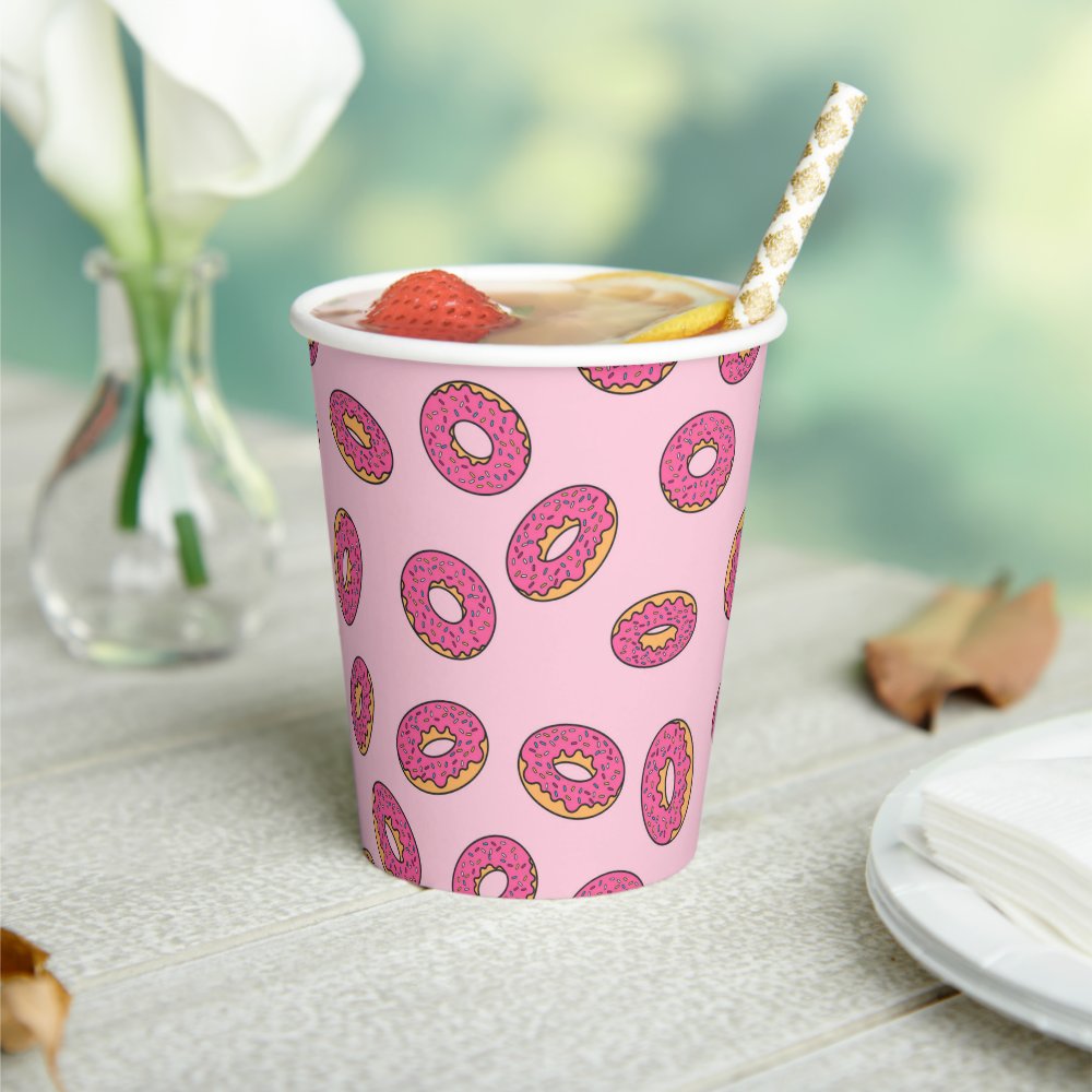 Pink Sprinkle Donut Pattern Paper Cups sold by Restraint Riki | SKU ...