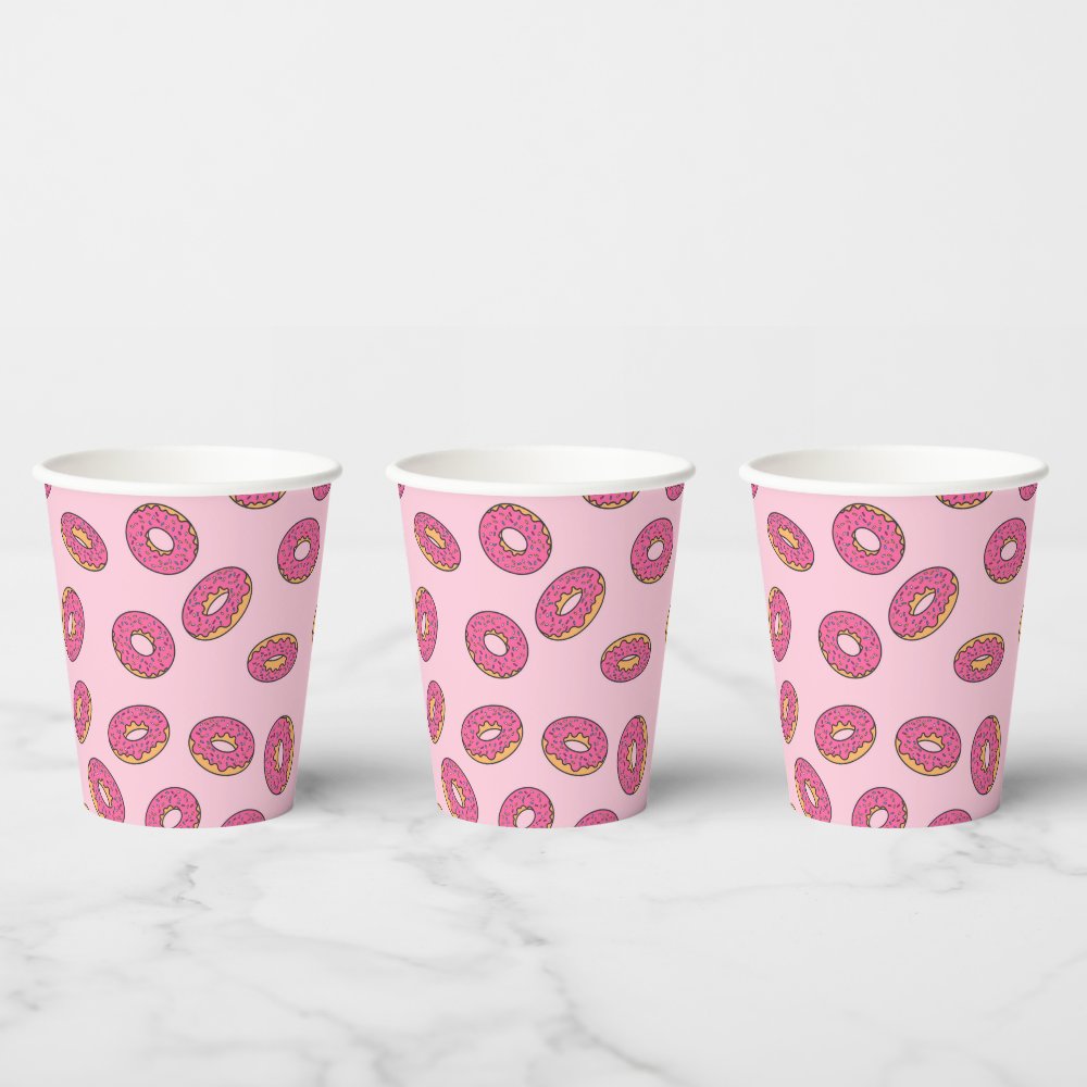 Pink Sprinkle Donut Pattern Paper Cups sold by William Wang | SKU ...
