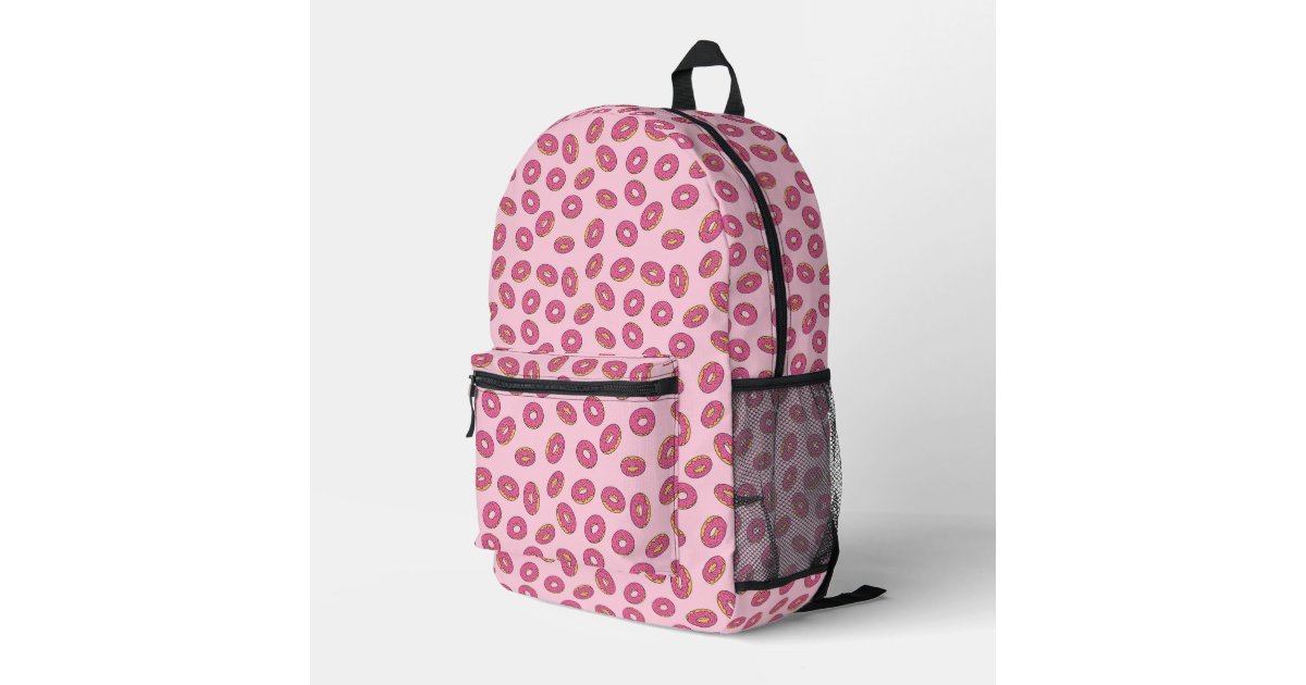 Pink Sprinkle Donut Pattern Printed Backpack | Zazzle