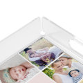 Pink Square Family Photo Collage Square Tray | Zazzle