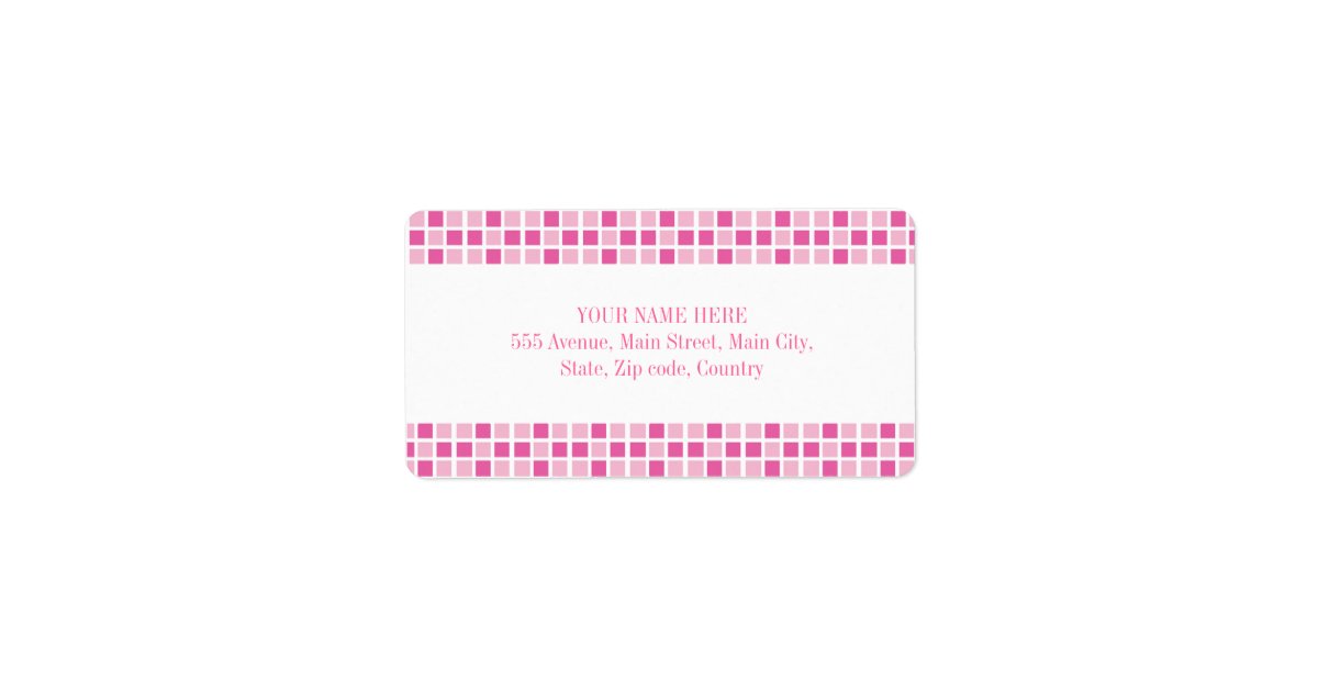 Pink Squares Pattern Label | Zazzle