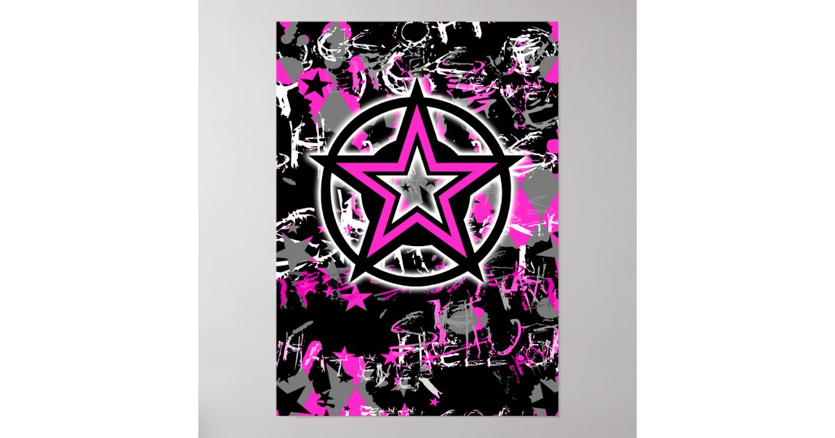 Pink Star Graphic Poster | Zazzle