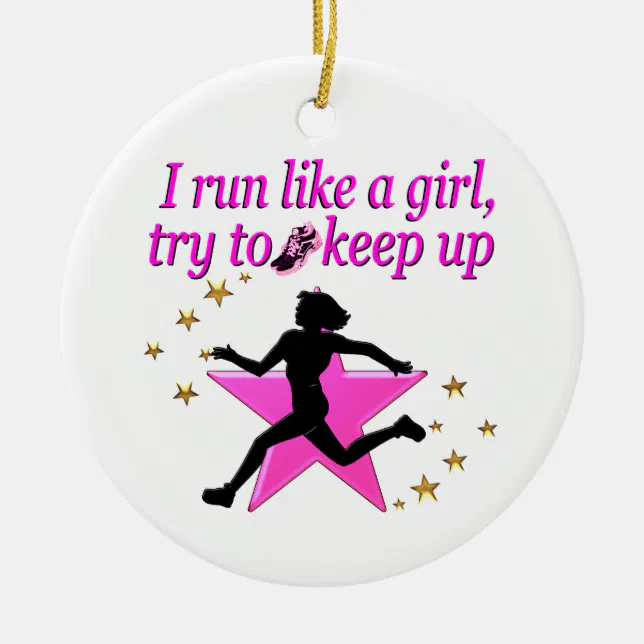 PINK STAR TRACK AND FIELD CHAMPION CERAMIC ORNAMENT | Zazzle