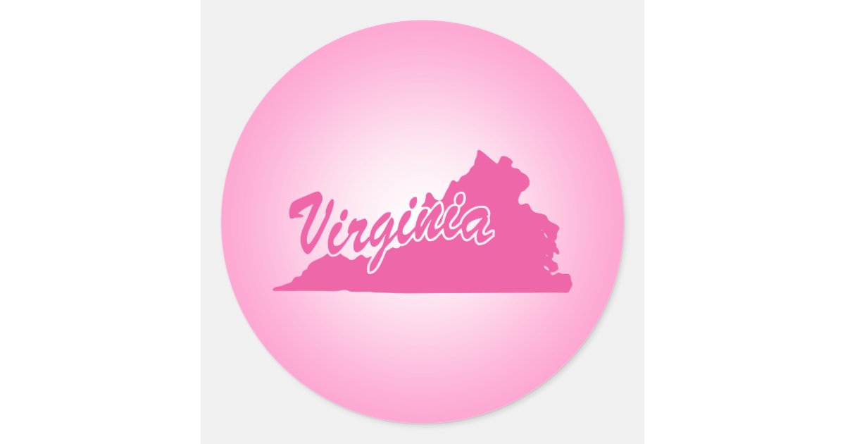 Pink State Virginia Classic Round Sticker | Zazzle