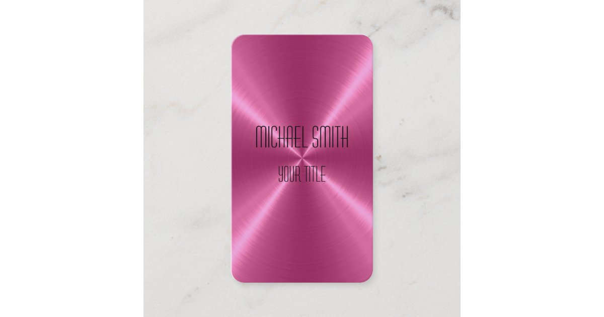 Pink Steel Metal Business Card | Zazzle