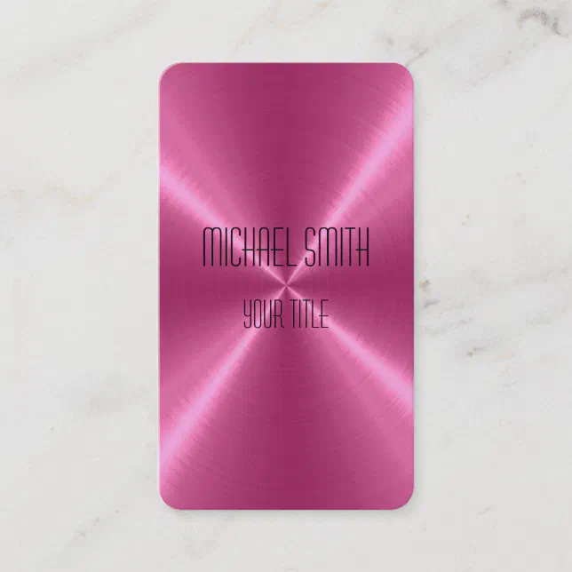 Pink Steel Metal Business Card | Zazzle