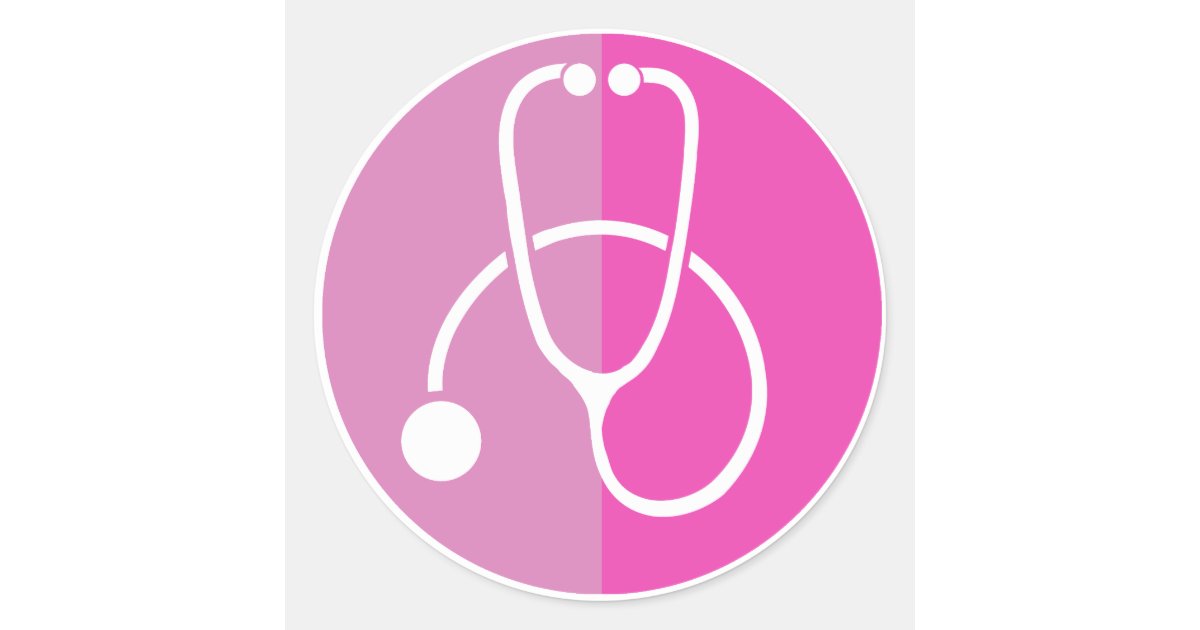 Pink Stethoscope Classic Round Sticker | Zazzle