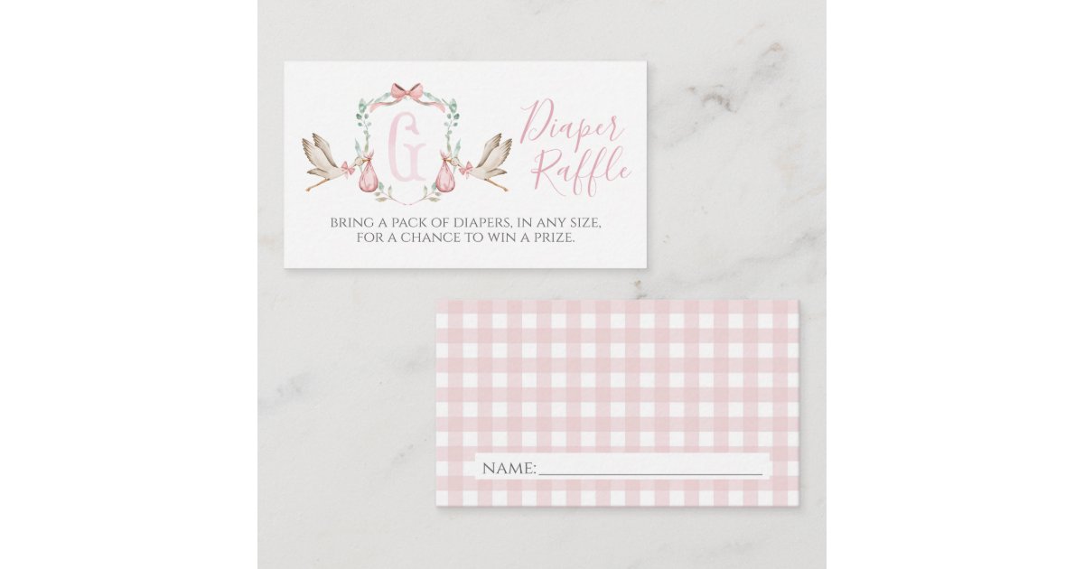 Pink Stork Diaper Raffle Card | Zazzle
