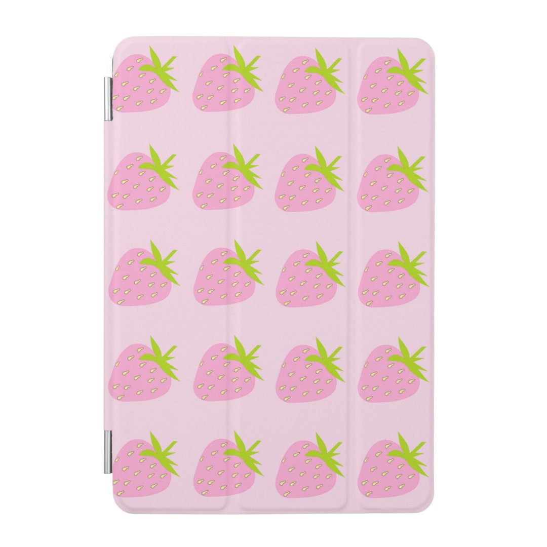 Pink Strawberries Cute Pattern iPad Mini Cover | Zazzle