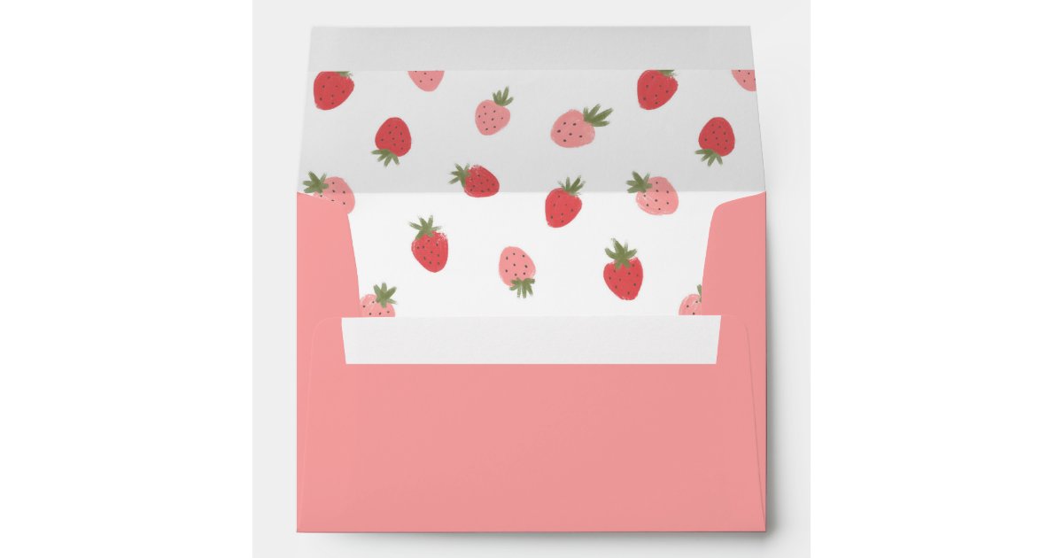Pink Strawberry Birthday Party Envelope | Zazzle