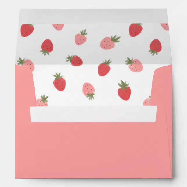 Pink Strawberry Birthday Party Envelope | Zazzle