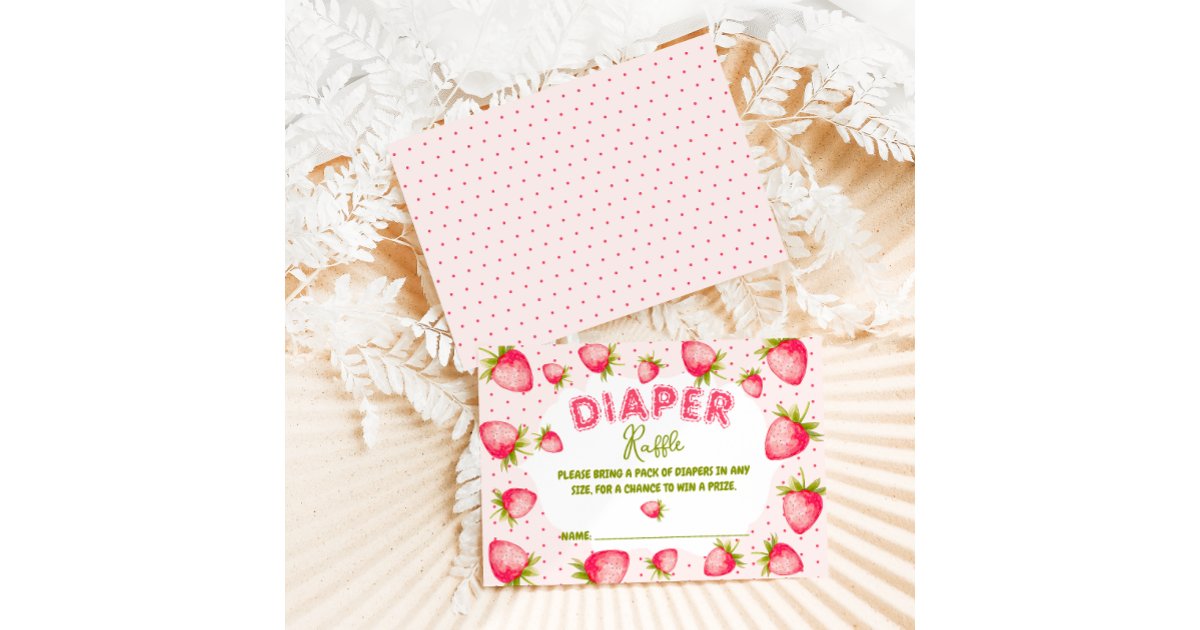 Pink Strawberry Diaper Raffle Cute Baby Shower Enclosure Card | Zazzle