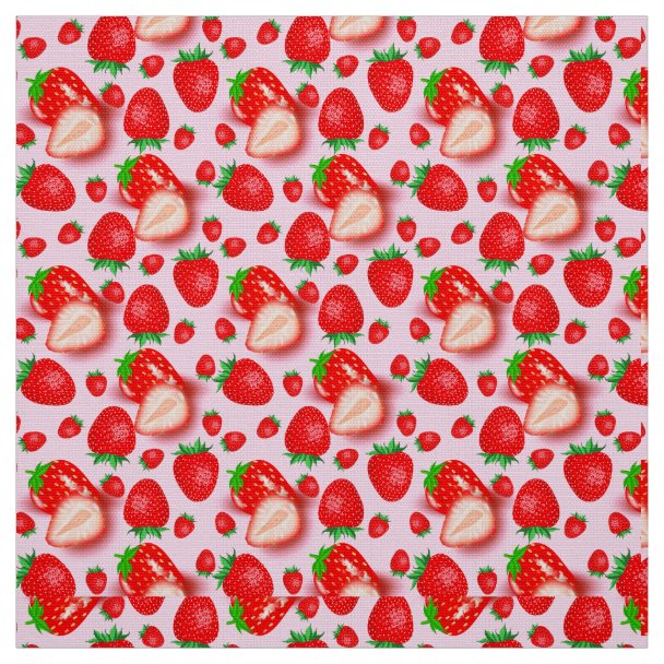 Cute Strawberry Print Cotton Fabric | Zazzle