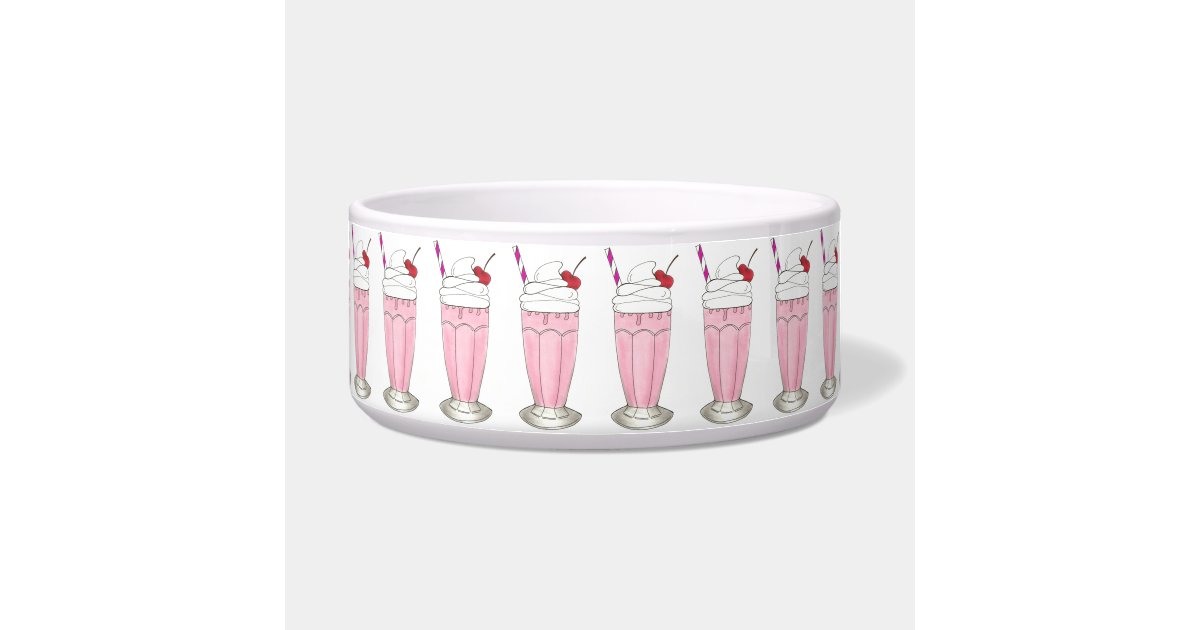 Pink Strawberry Ice Cream Shoppe Milkshake Dessert Bowl | Zazzle