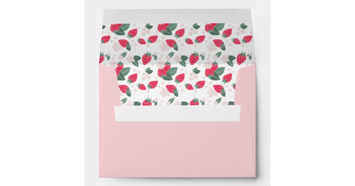 Pink Strawberry Pattern Envelope | Zazzle