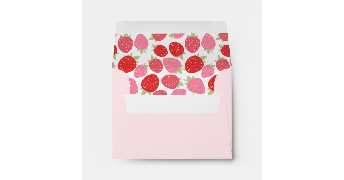 Pink Strawberry Print Envelope | Zazzle