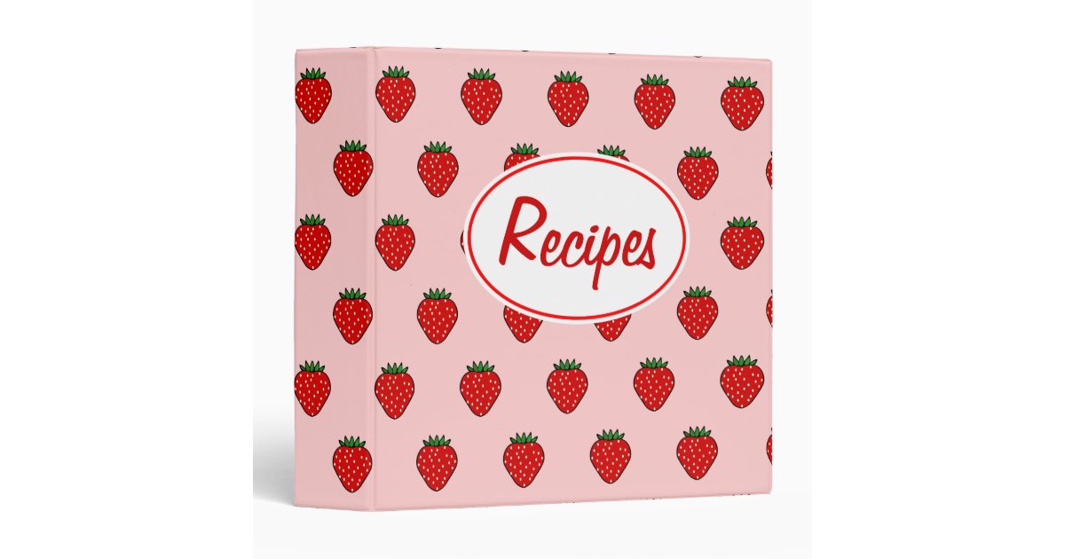 Pink Strawberry Recipe Binder | Zazzle