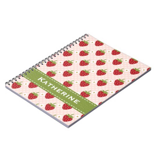 Pink Strawberry Spiral Notebook Journal | Zazzle
