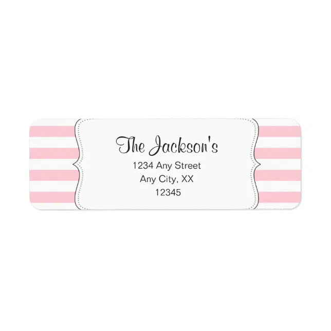 Pink stripe baby shower return address label | Zazzle