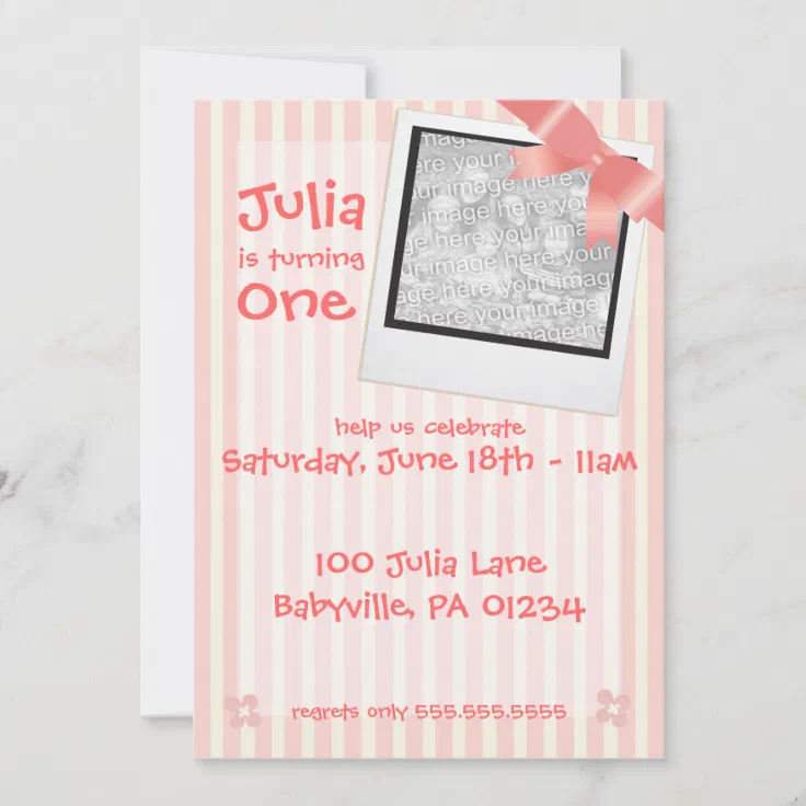 Pink Stripe Birthday Party Invitation Car | Zazzle