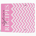 Pink stripe chevron pattern recipe binder book | Zazzle