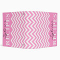 Pink stripe chevron pattern recipe binder book | Zazzle