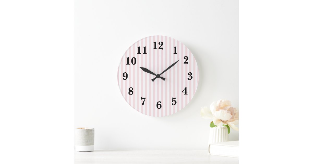 Pink Stripe Preppy Large Clock | Zazzle