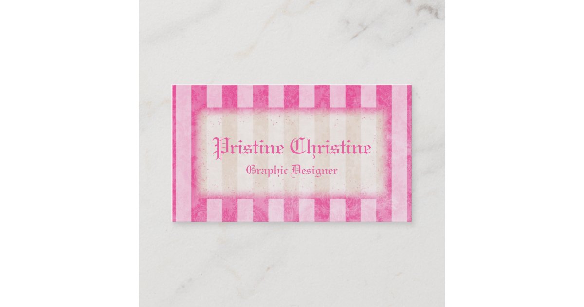 Pink Striped Border Business Cards | Zazzle