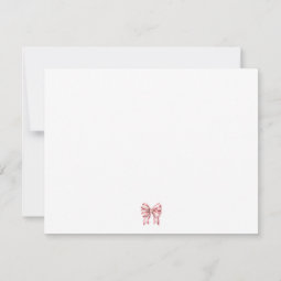 PINK STRIPED BOW COQUETTE PERSONALIZED NOTE CARD | Zazzle