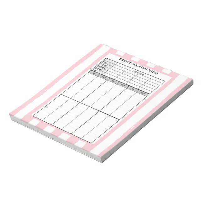 Pink Striped Bridge Score Pad | Zazzle