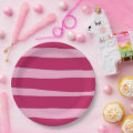 Pink striped Disposable Party Paper Plate | Zazzle