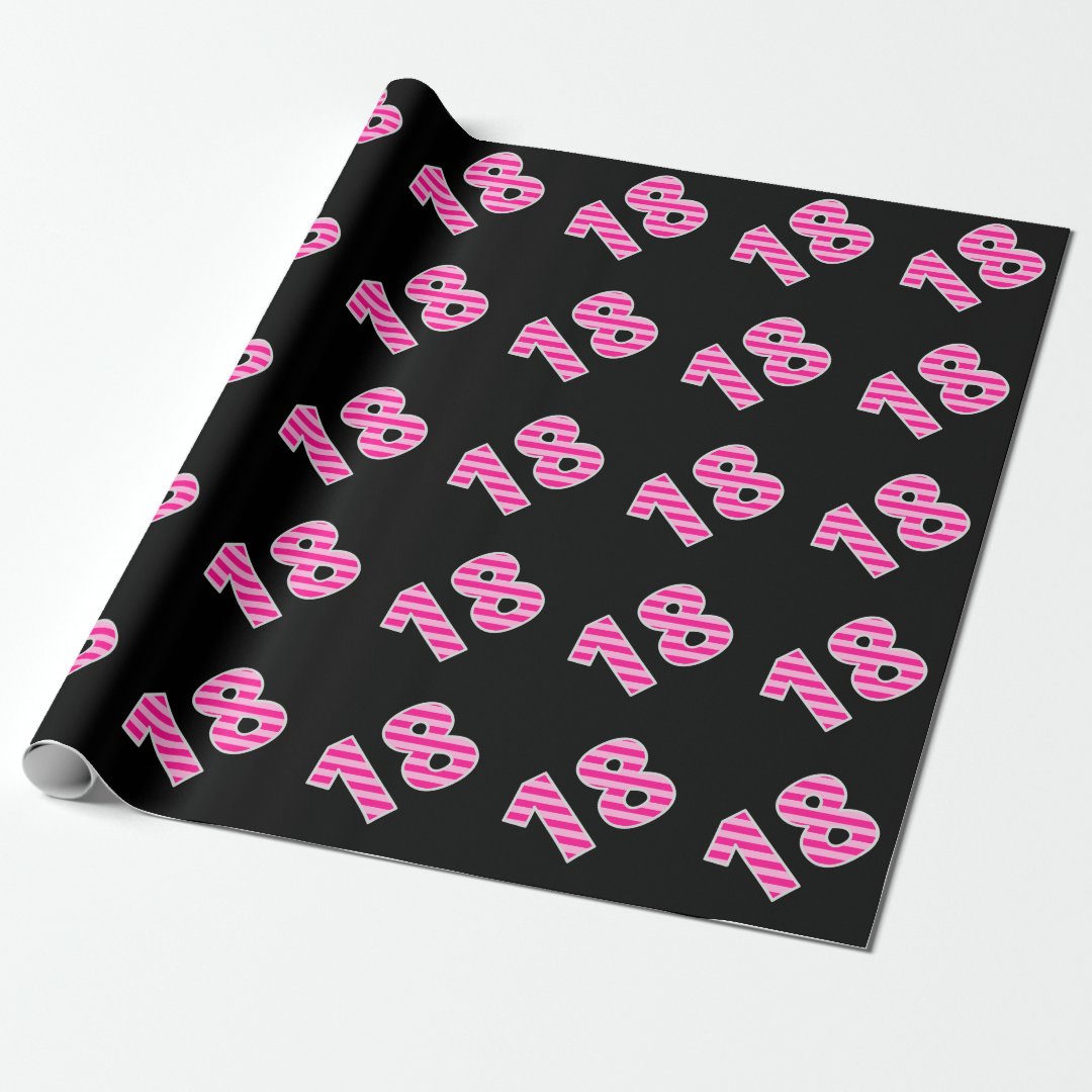 Pink Stripes 18 Event # (Birthday, Anniversary) Wrapping Paper | Zazzle