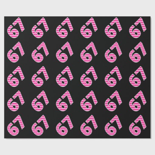 Pink Stripes 67 Event # (Birthday, Anniversary) Wrapping Paper | Zazzle