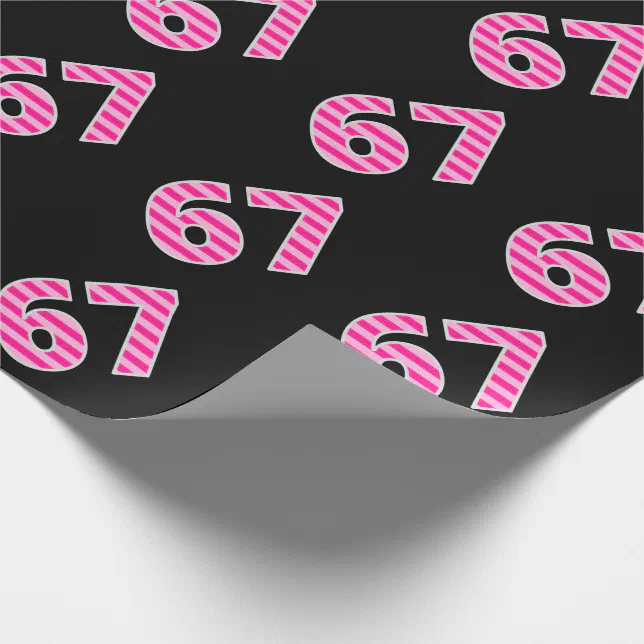 Pink Stripes 67 Event # (Birthday, Anniversary) Wrapping Paper | Zazzle