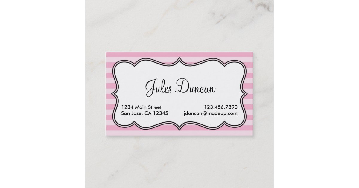 Pink Stripes Business Card | Zazzle