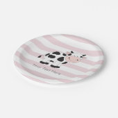 Pink Stripes Cow Party Paper Plates | Zazzle
