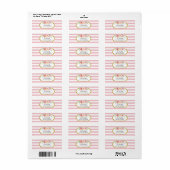 Pink Stripes Gold Pink Floral Return Address Label | Zazzle