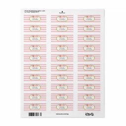 Pink Stripes Gold Pink Floral Return Address Label | Zazzle