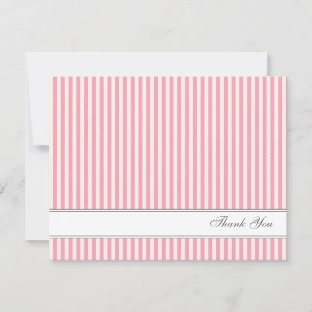 Pink Stripes Pattern Flat Thank You Note Cards | Zazzle
