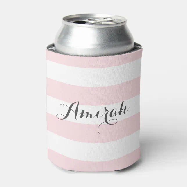 Pink Stripes Pattern | Personalized Can Coolers | Zazzle