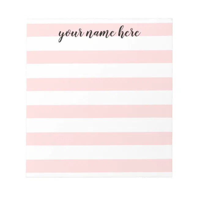 Pink Stripes Personalized Notepad | Zazzle