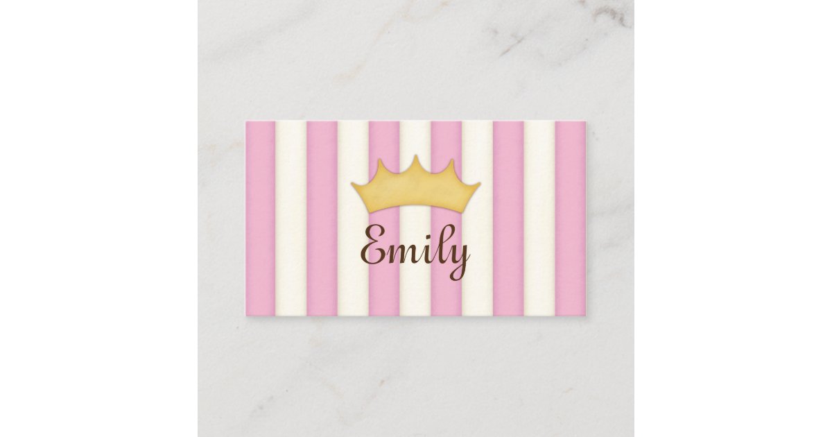 Pink Stripes Personalized Princess Calling Card | Zazzle