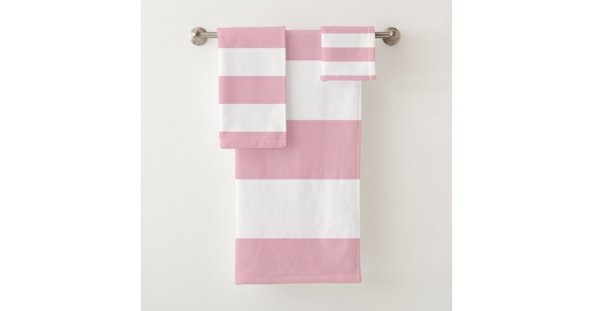 Pink Stripes, White Stripes, Striped Pattern Bath Towel Set | Zazzle