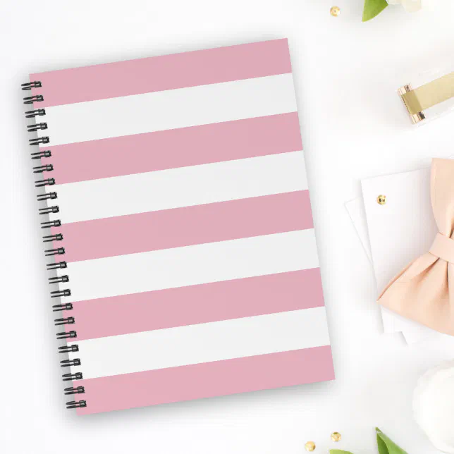 Pink Stripes, White Stripes, Striped Pattern Notebook | Zazzle