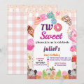 pink summer cute kids girl two sweet 2nd birthday invitation | Zazzle
