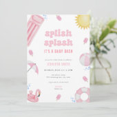 Pink Summer Splish Splash Baby Shower Invitation | Zazzle