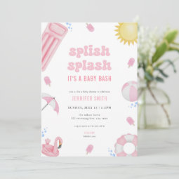 Pink Summer Splish Splash Baby Shower Invitation | Zazzle