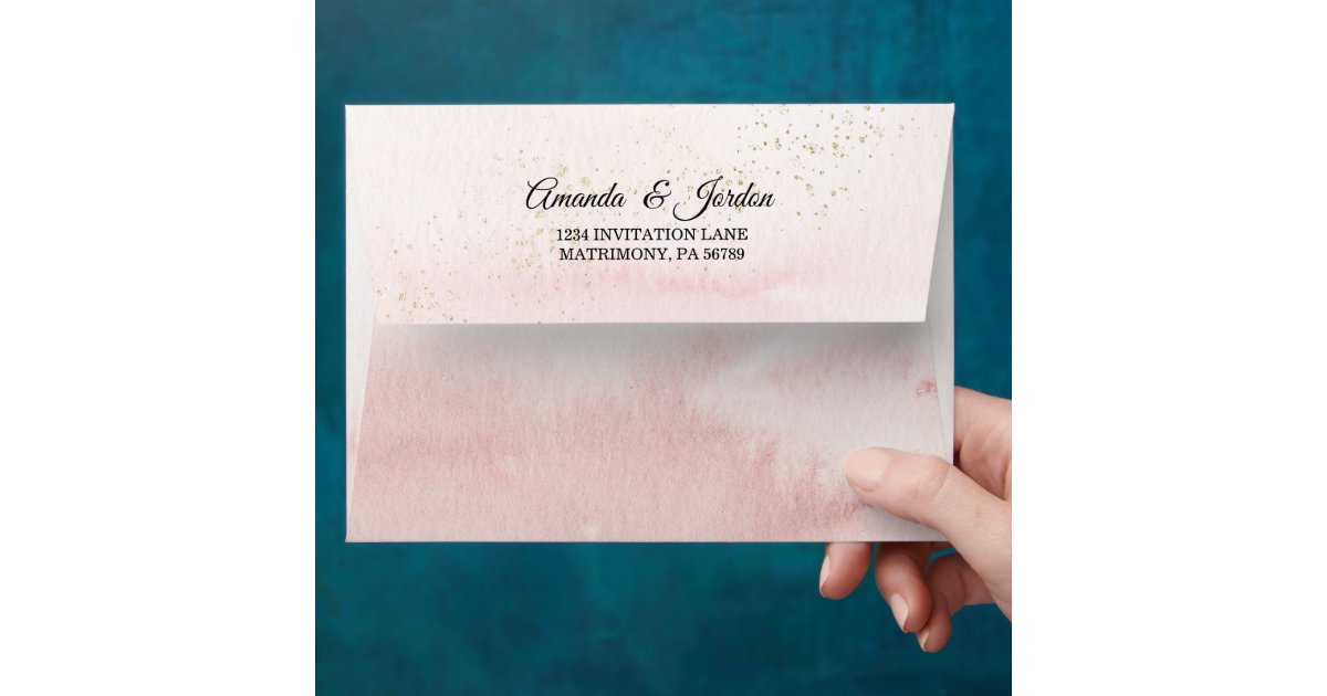 Pink Sunrise Mountain Wedding Invitation Envelope | Zazzle