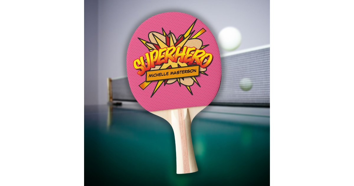 Pink Superhero Personalized Funny Cool Ping Pong Paddle | Zazzle